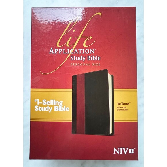 Other | Niv Life Application Study Bible Personal Size Tutone Browntan ...